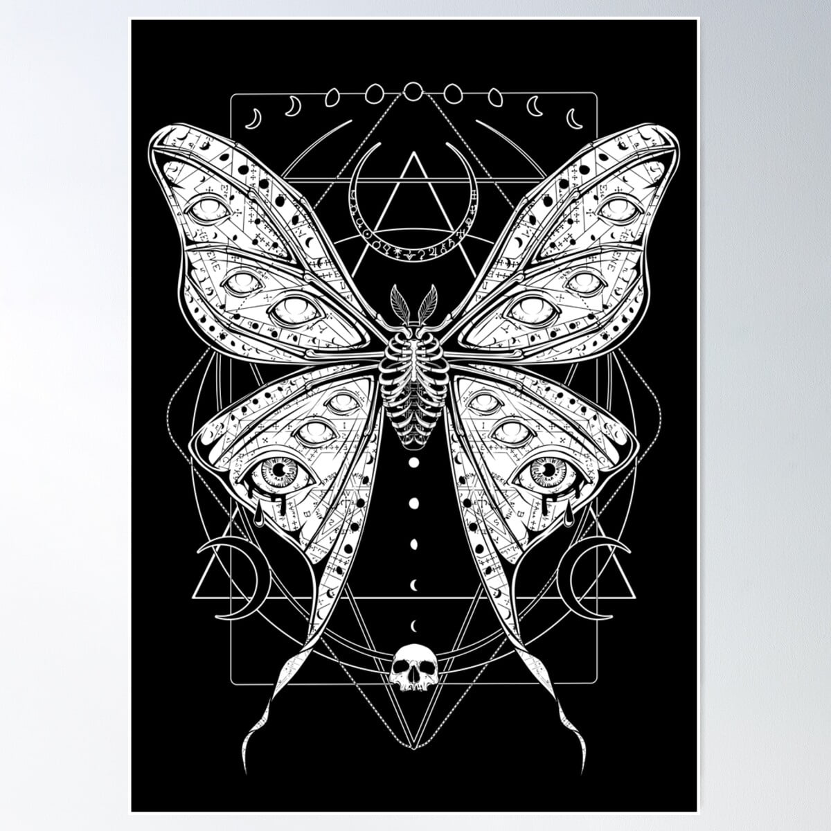 Macabre Luna Moth Poster Wall Art, Modern Wall Decor For Living Room ...