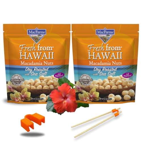 Macadamia Nuts (2 Pack) Dry Roasted with Sea Salt, Dry Roasted 24 OZ ...