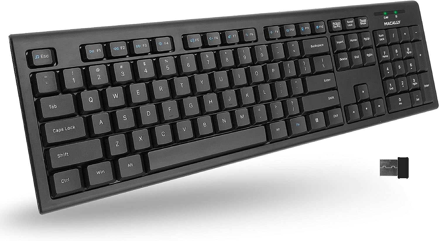Macally 2.4G Wireless Keyboard - Ergonomic Full Size Computer Keyboard ...
