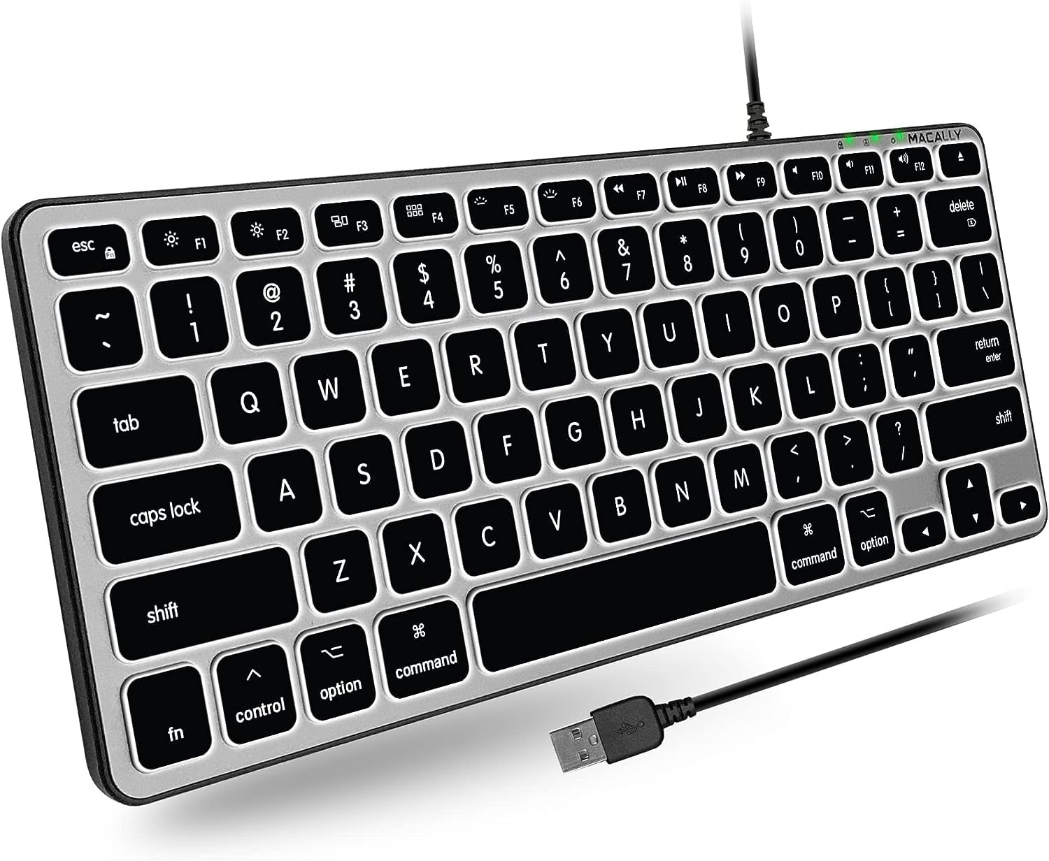 Free Shipping! Macally BLMINIZKEYSG, Backlit Compact USB Wired Keyboard ...