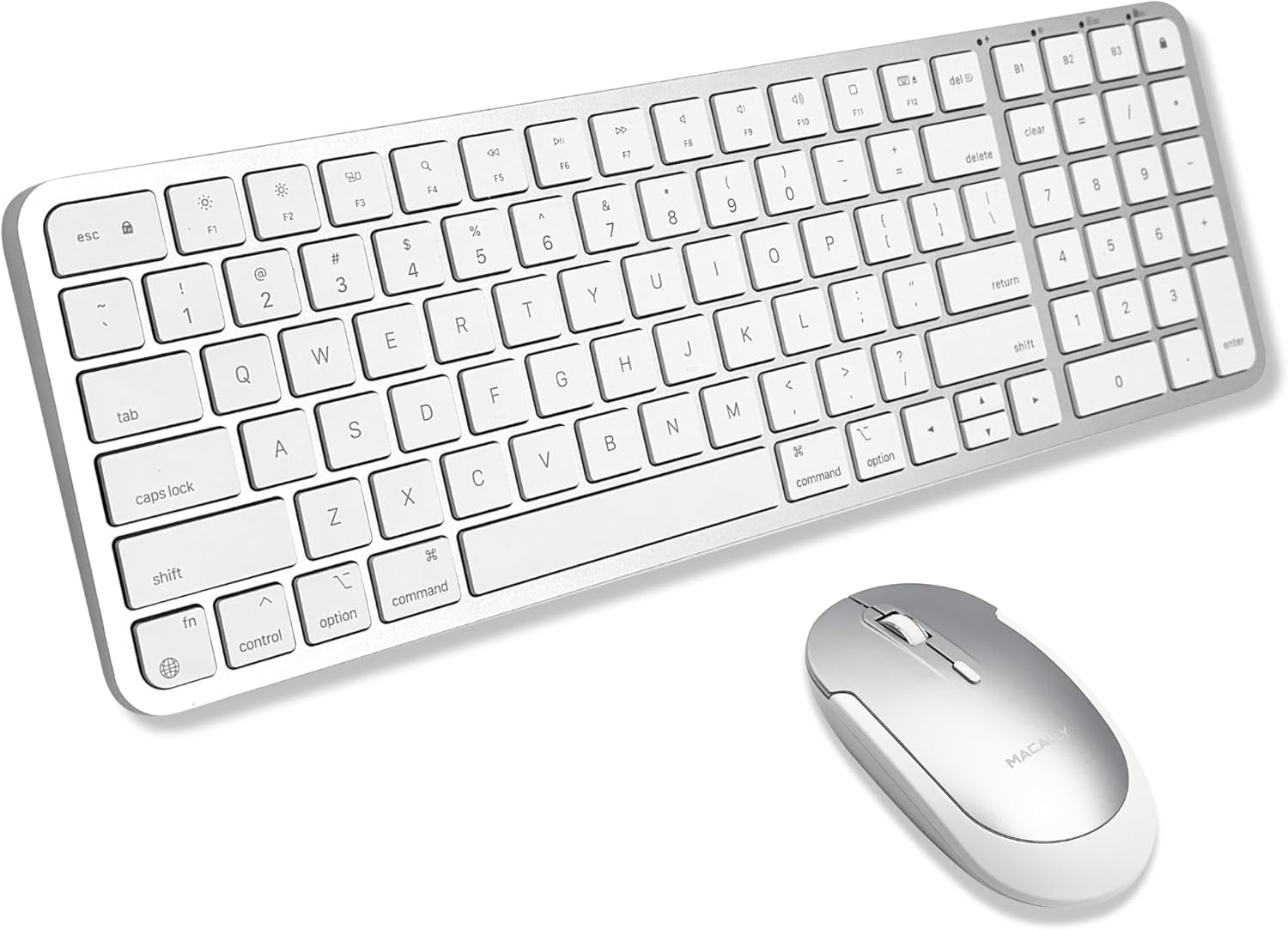 Macally Bluetooth Mac Keyboard and Mouse - Compact (2 Zone) Wireless ...