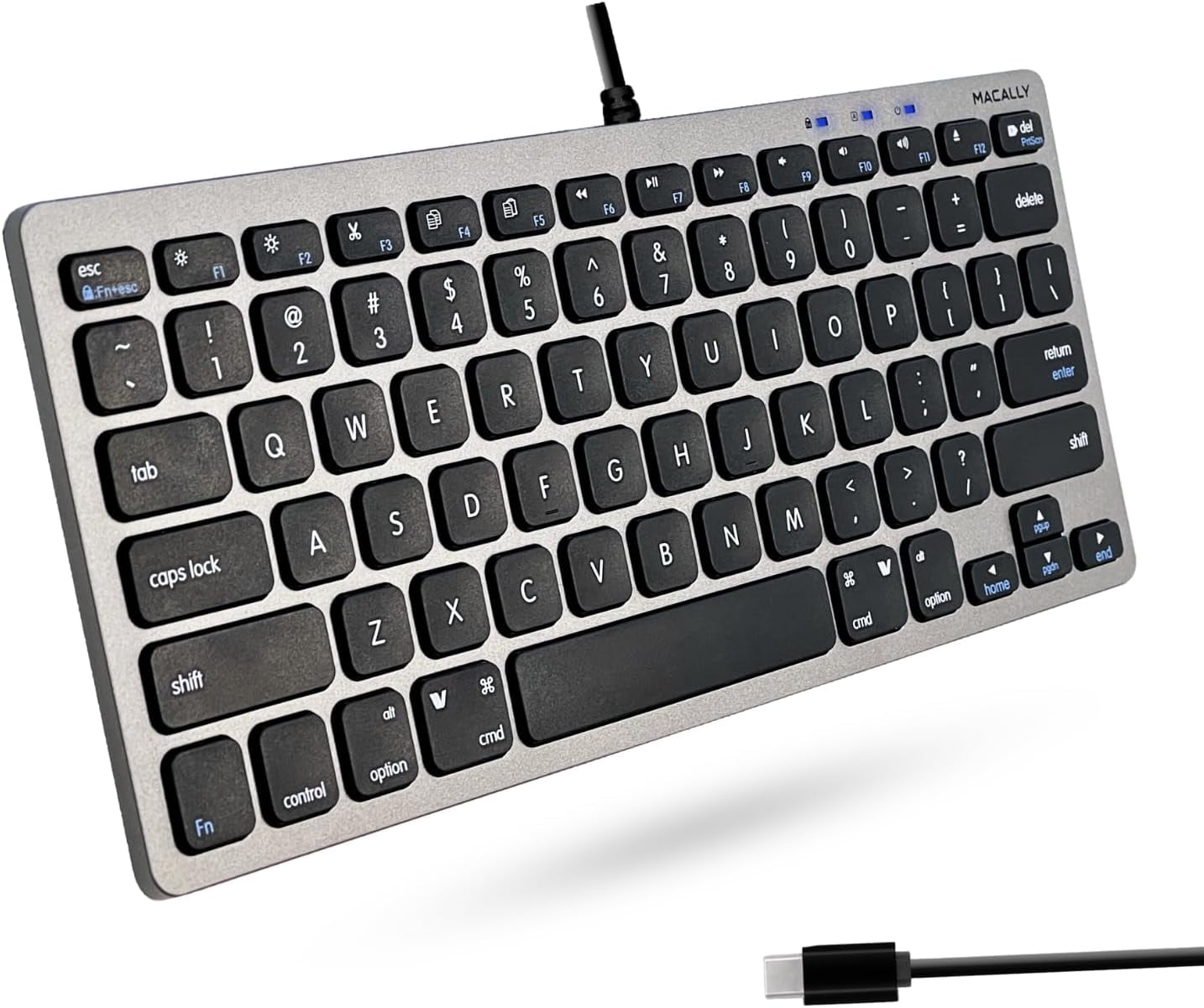 Macally Small USB C Keyboard - Plug & Play Compatible Wired Apple ...