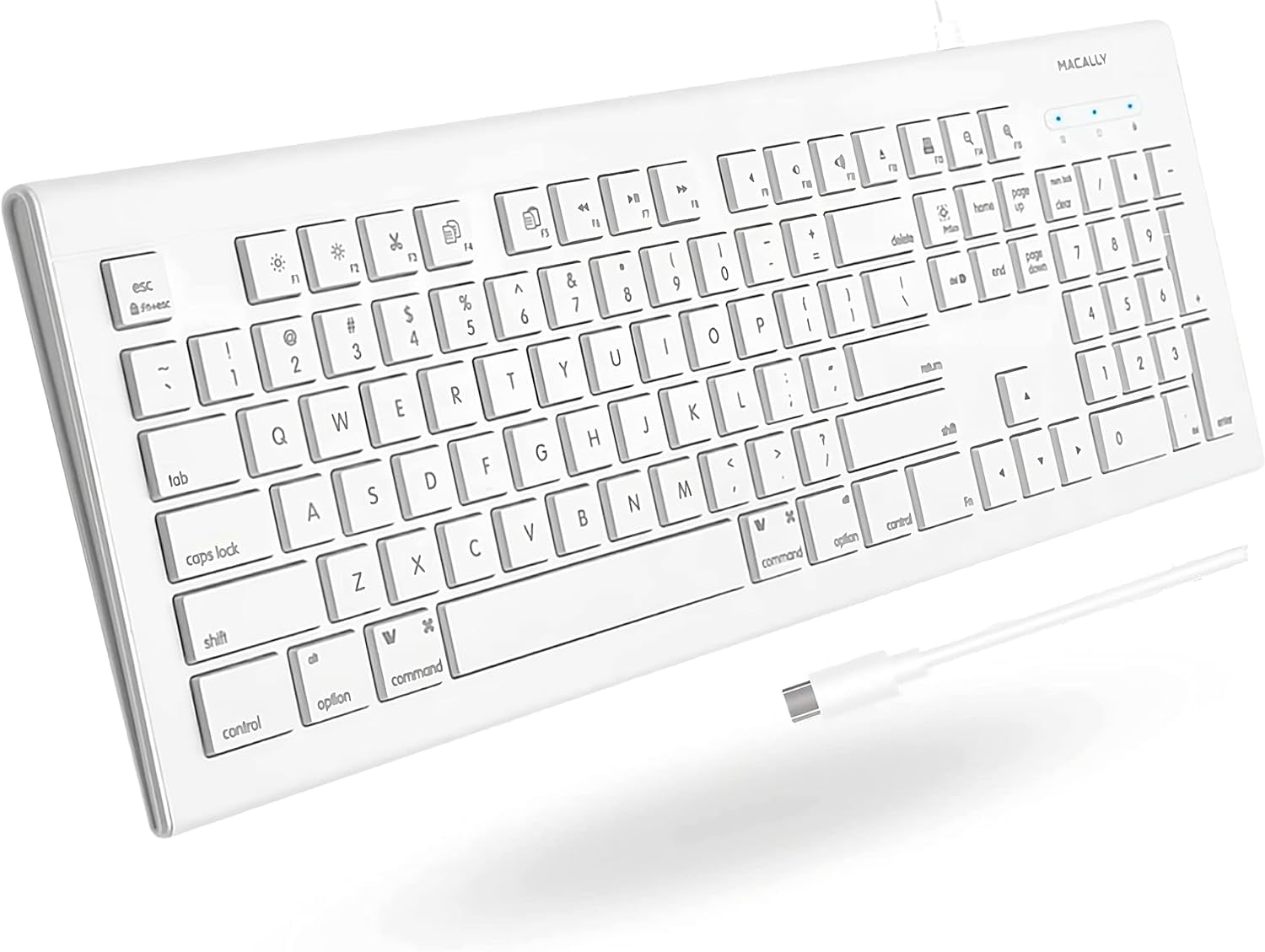 Macally USB-C Corded Wired Keyboard for Chromebook, White - Walmart.com