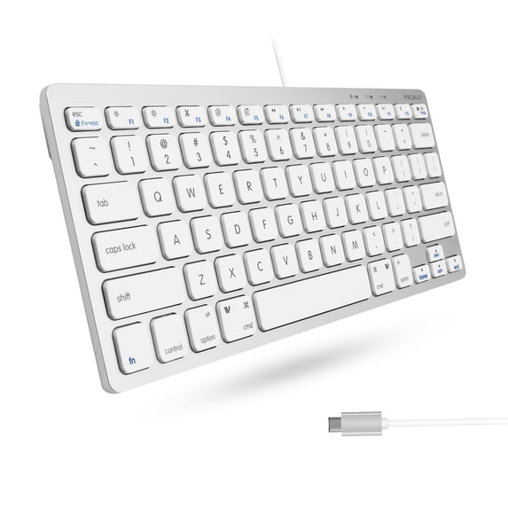 Macally Small USB C Keyboard - Plug & Play Compatible Wired Apple ...