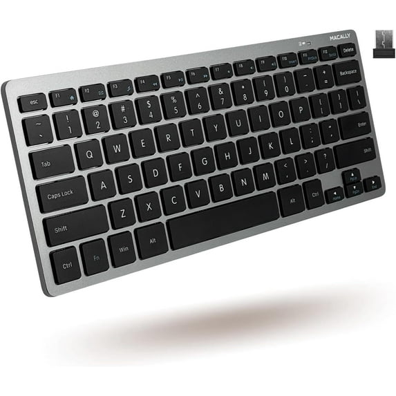 Macally Small Wireless Keyboard | Mini Keyboard for PC - Slim, Quiet ...