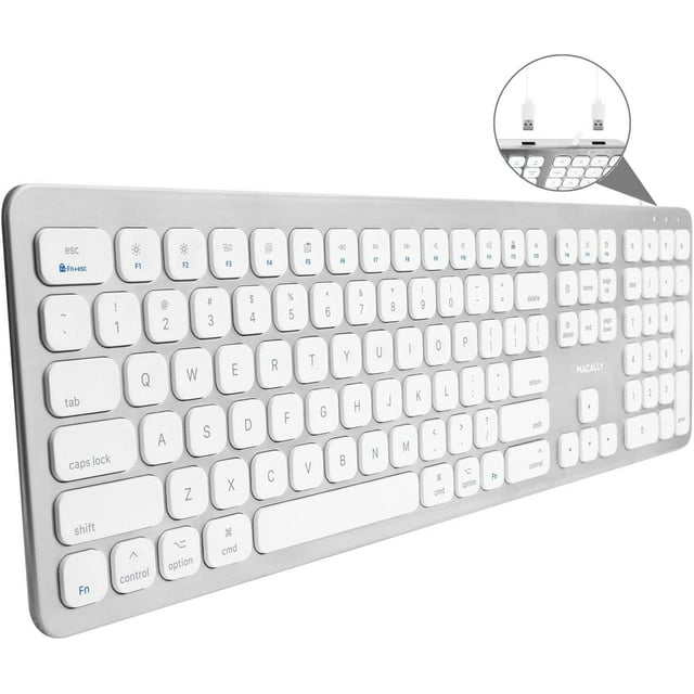 Macally USB Wired Keyboard for Mac - Compatible Apple Keyboard with USB ...