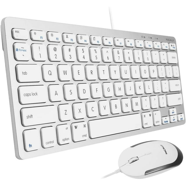 Macally Mini USB Wired Keyboard & Mouse Combo for Mac, PC - Compact for ...