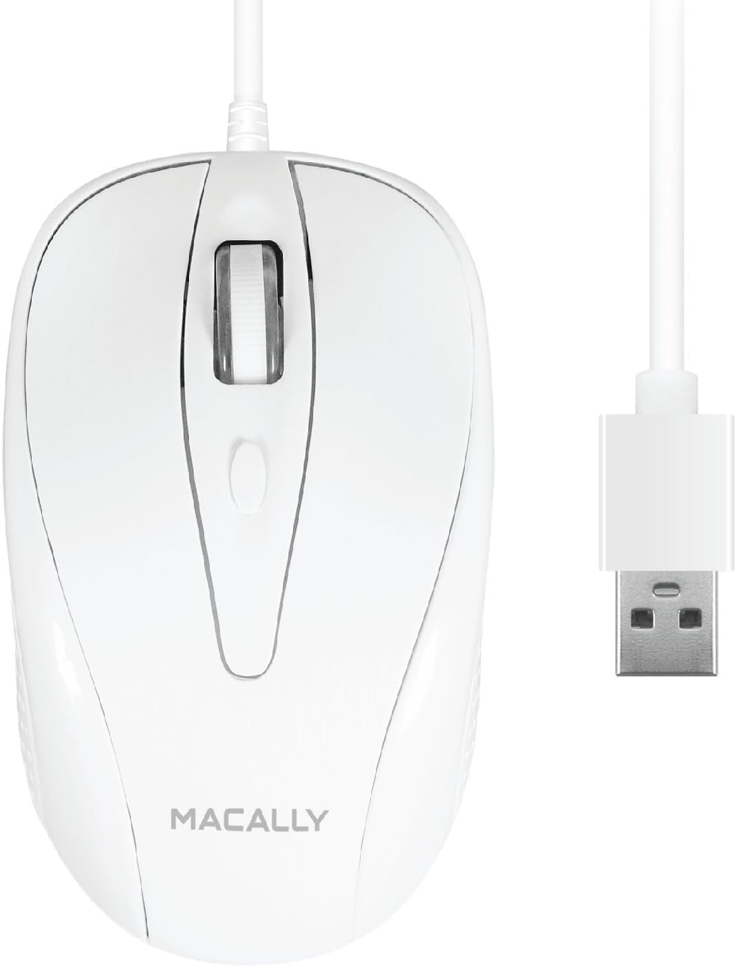 Macally USB Wired Mouse with 3 Button Scroll Wheel White (TURBO ...