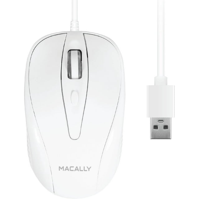 Macally USB Wired Mouse with 3 Button Scroll Wheel White (TURBO ...