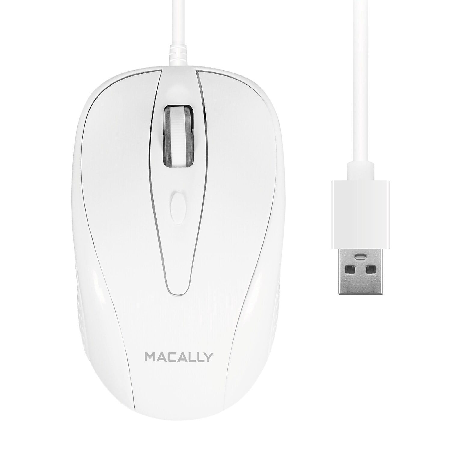 Macally USB Wired Mouse with 3 Button Scroll Wheel White (TURBO ...