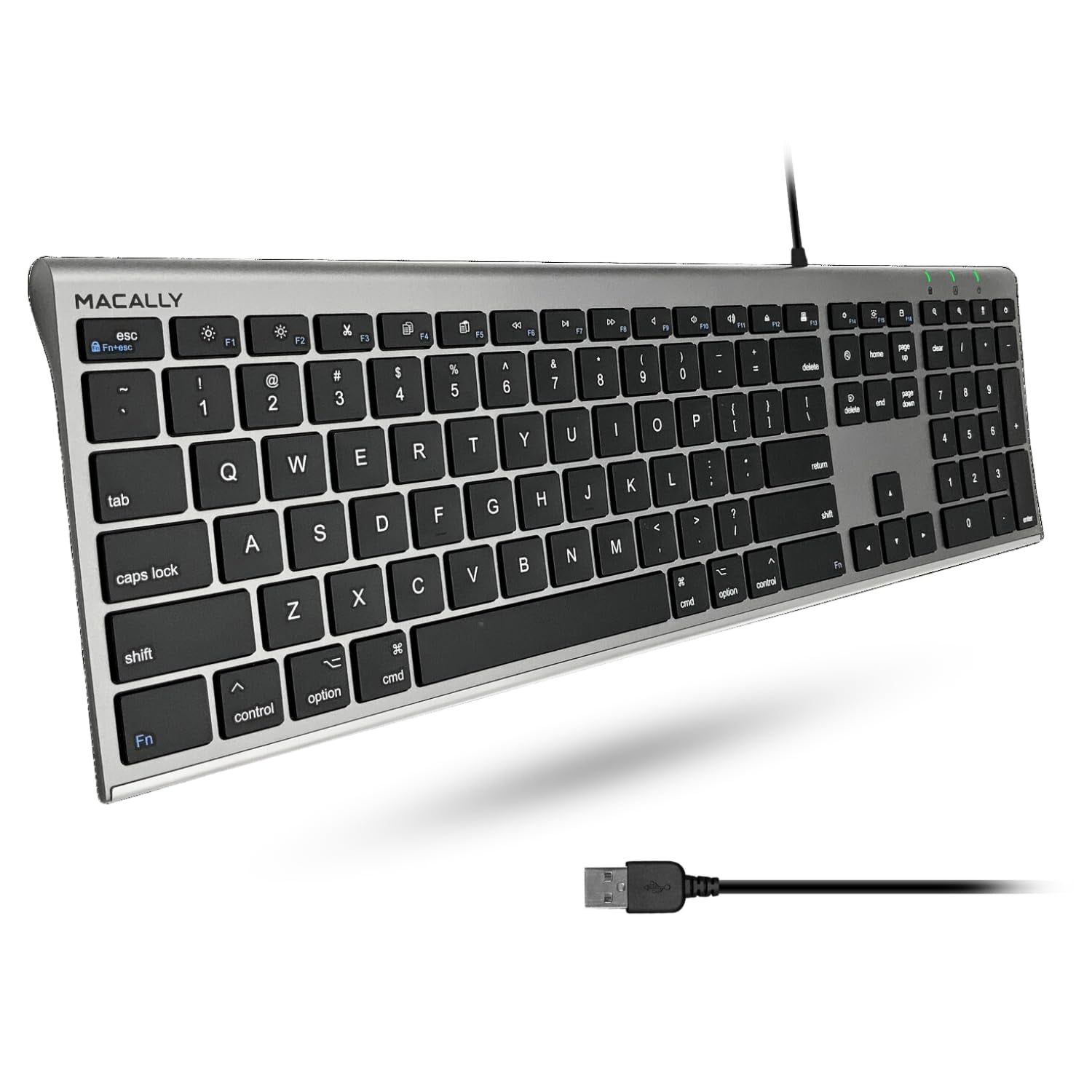 Macally Ultra-Slim USB Wired Computer Keyboard - Works Great a Windows ...