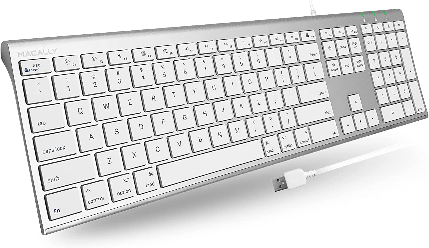 Macally Ultra Slim Wired Keyboard - Apple and Windows Compatible ...