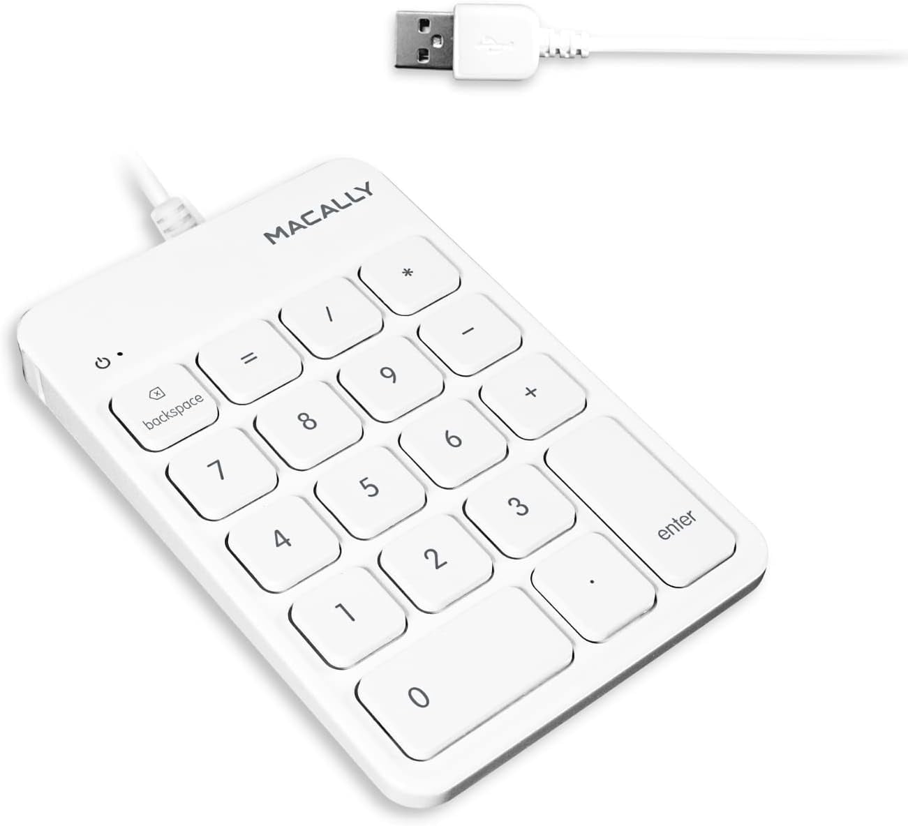 Macally Wired USB Number Pad for Laptop - Slim USB Numeric Keypad with ...