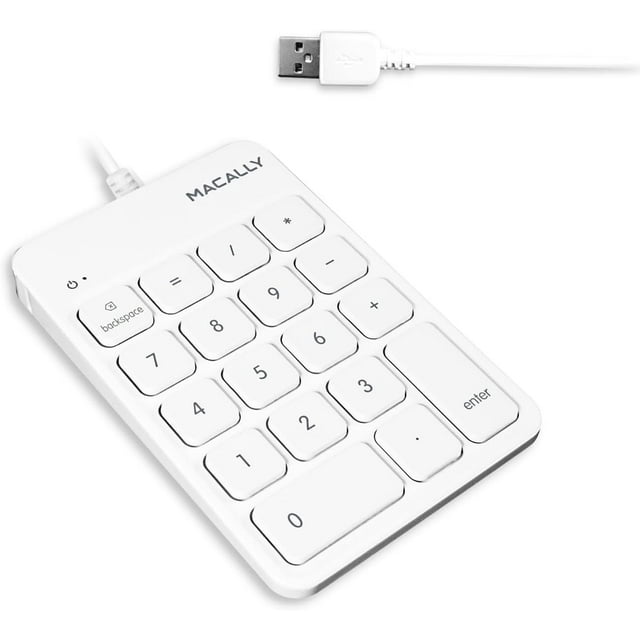 Macally Wired USB Number Pad for Laptop - Slim USB Numeric Keypad with ...