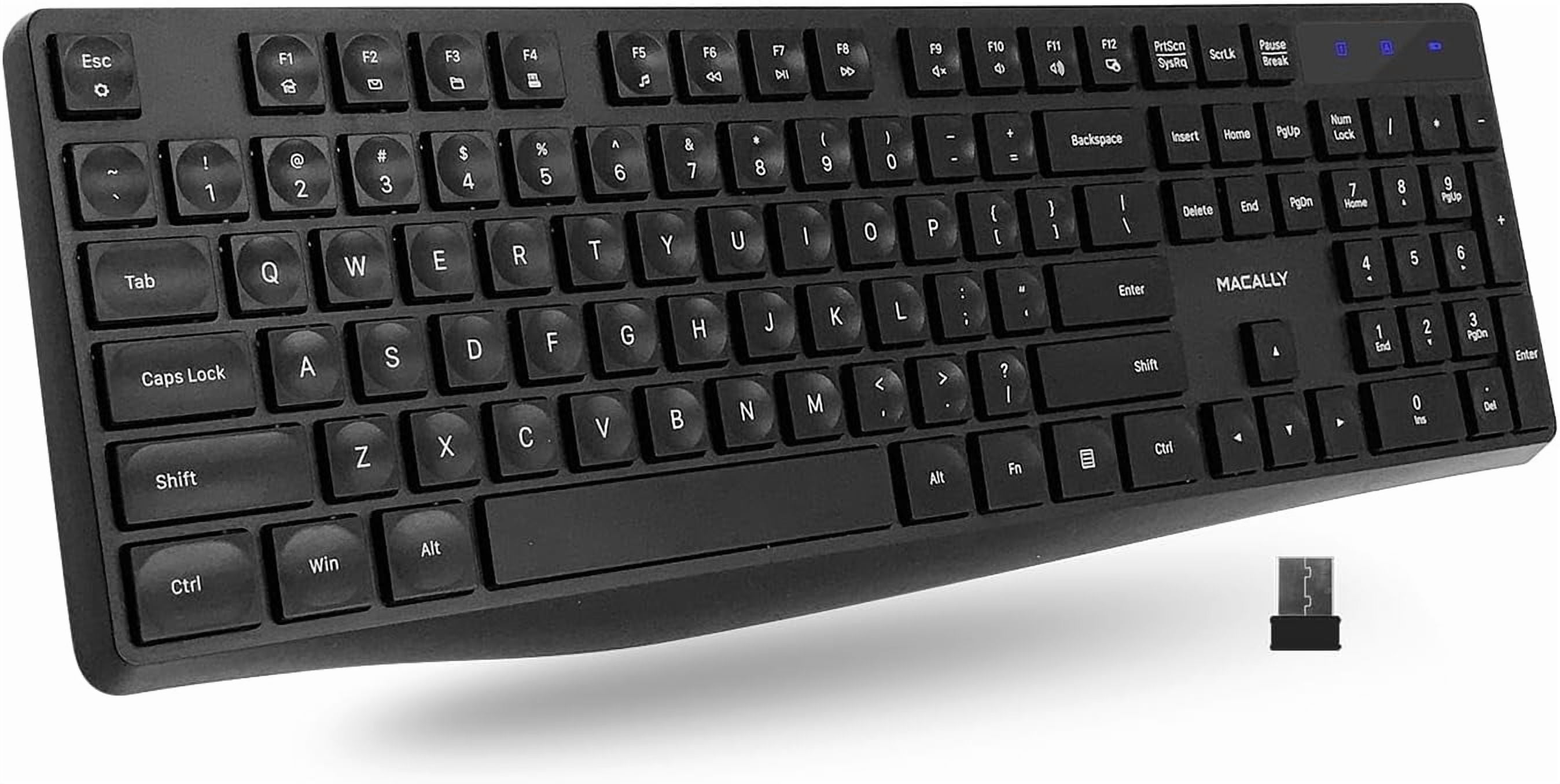 Macally Wireless Keyboard | 2.4G Computer Keyboard (Full Size, Quiet ...