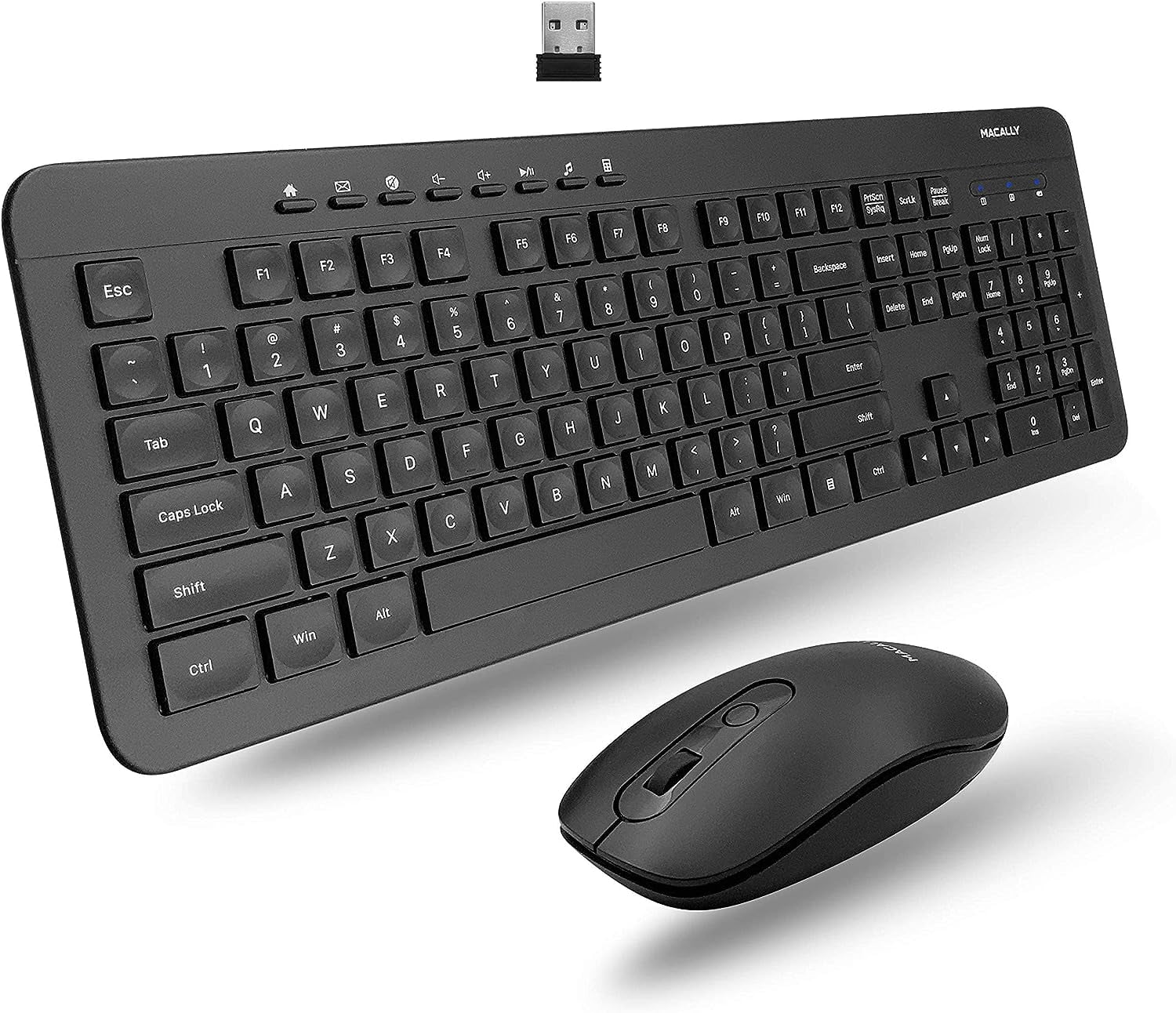 Macally Wireless Keyboard and Mouse Combo - 2.4G Ergonomic Wireless ...