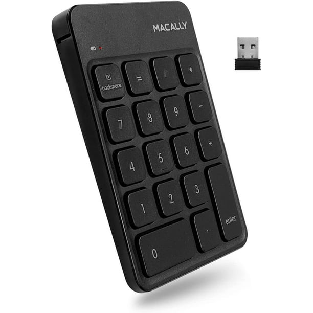 Macally Wireless Number Pad for Laptop - Slim 2.4G USB Number Keypad - 18 Key Rechargeable ...
