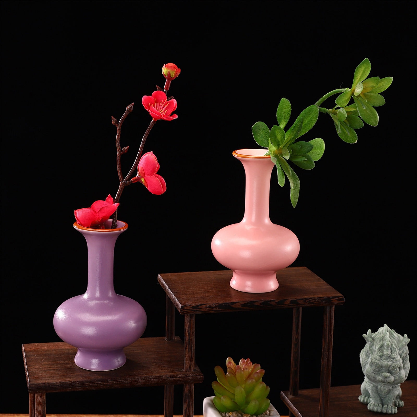 Macaron Ceramic Slender Neck Vase - Lead-Free Easy-To-Clean Chip ...