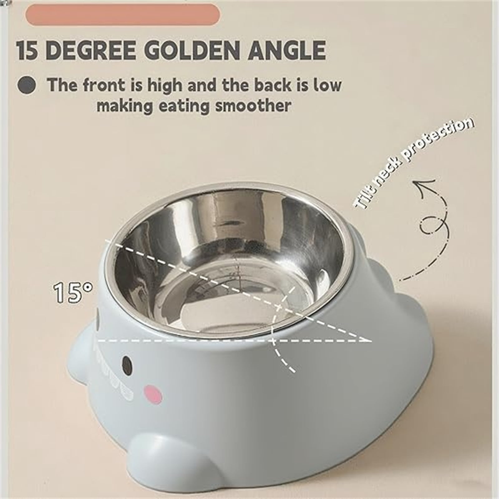Macaron-Colored Dinosaur-Shaped Pet Bowl with A Slanted Neck Guard ...