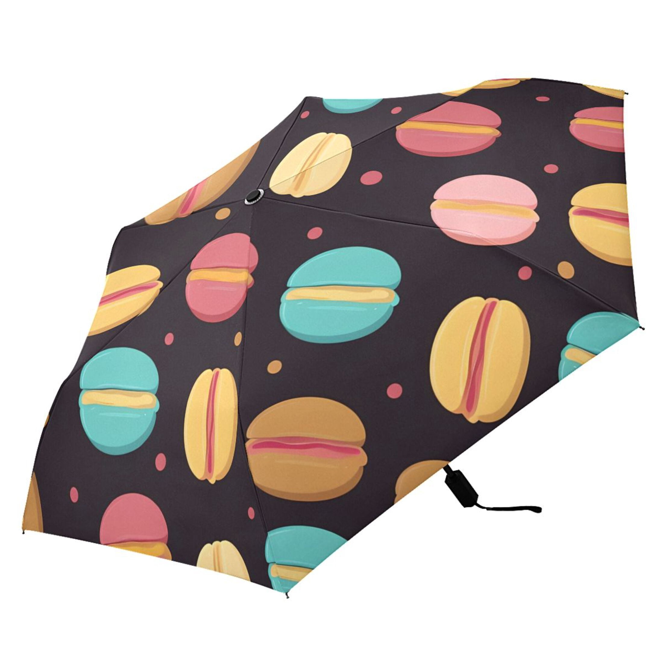 Macaron Cookies Compact Folding Umbrella for Rain Windproof Travel ...