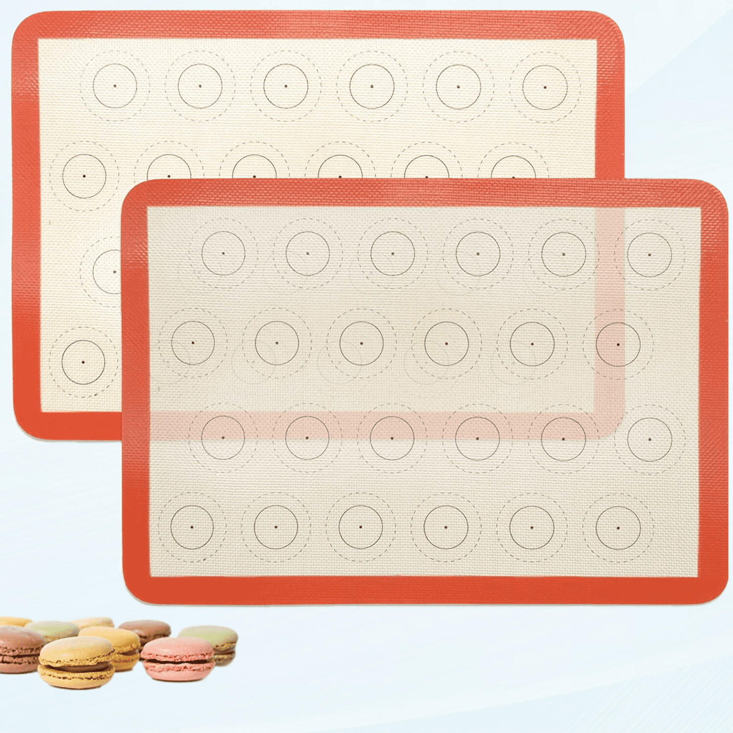 Macaron Silicone Baking Mats of 2 Half Sheet Non-Stick Reusable Silicone Baking Mat with Macaron ...