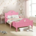 Macaron Twin Size Kids Bed with Rails, Modern Platform, Wooden Frame ...
