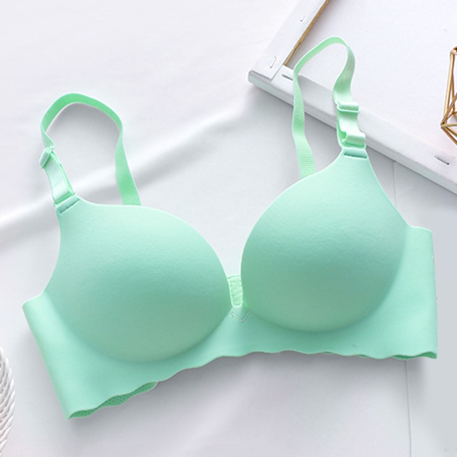 Macaron Underwear Traceless Girl Bra Set Smooth No Underwire Gathered ...