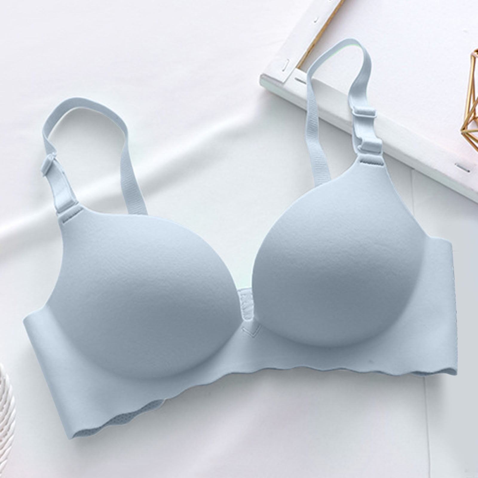 Macaron Underwear Traceless Girl Bra Set Smooth No Underwire Gathered ...