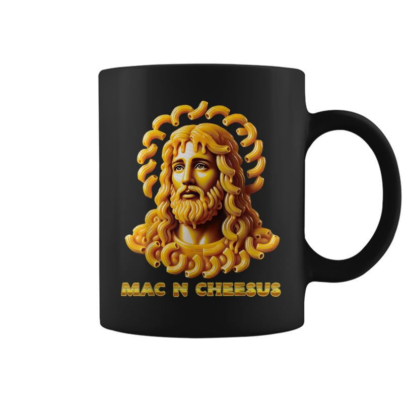 Macaroni And Cheese Jesus Christian Mac N Cheesus Meme Coffee Mugs ...