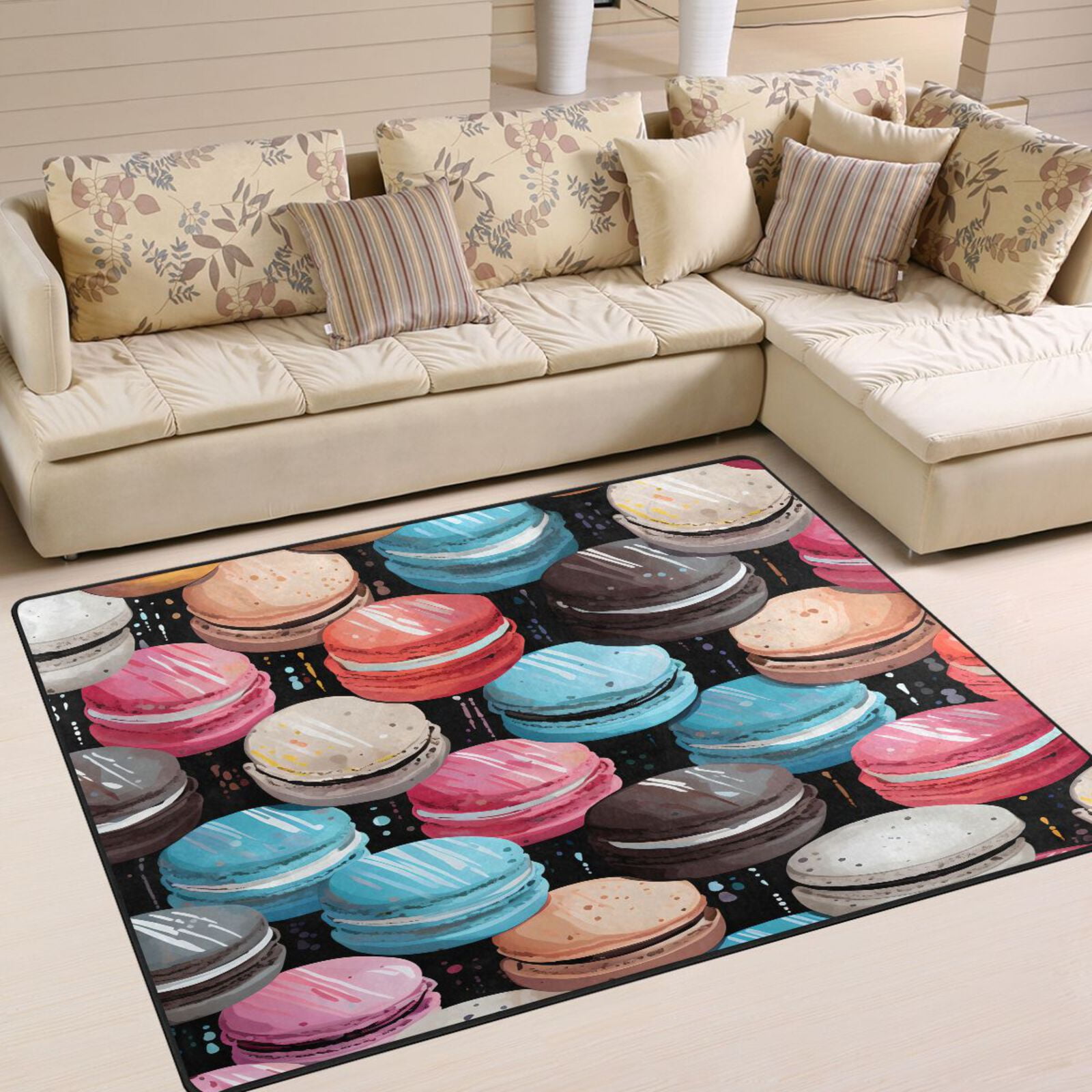 Macarons Area Rug Washable 80 x 58 Floor Carpet Mat Non Slip for ...