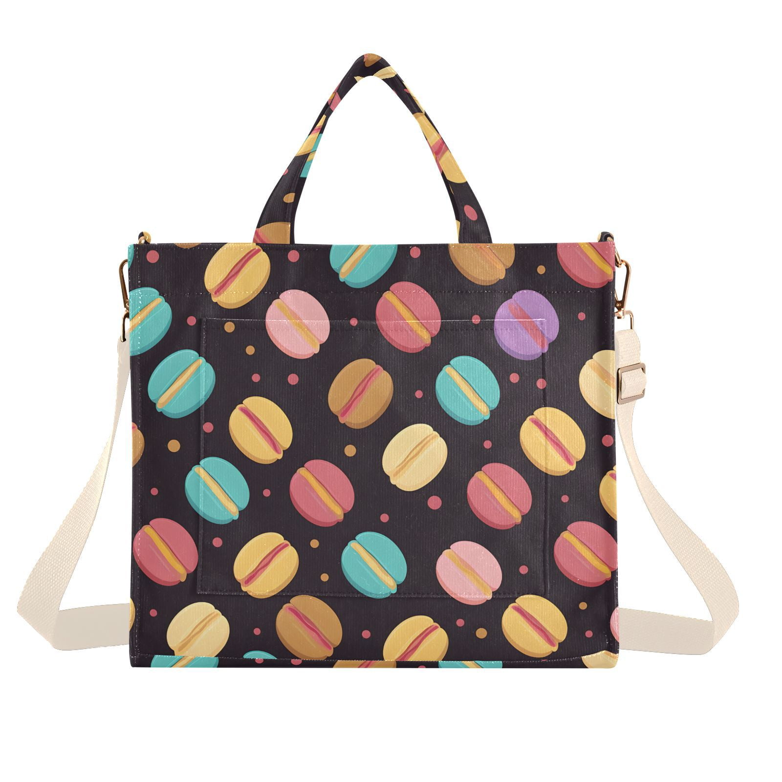 Macarons Black Corduroy Tote Bag Handbag Large Messenger Bag Shoulder ...