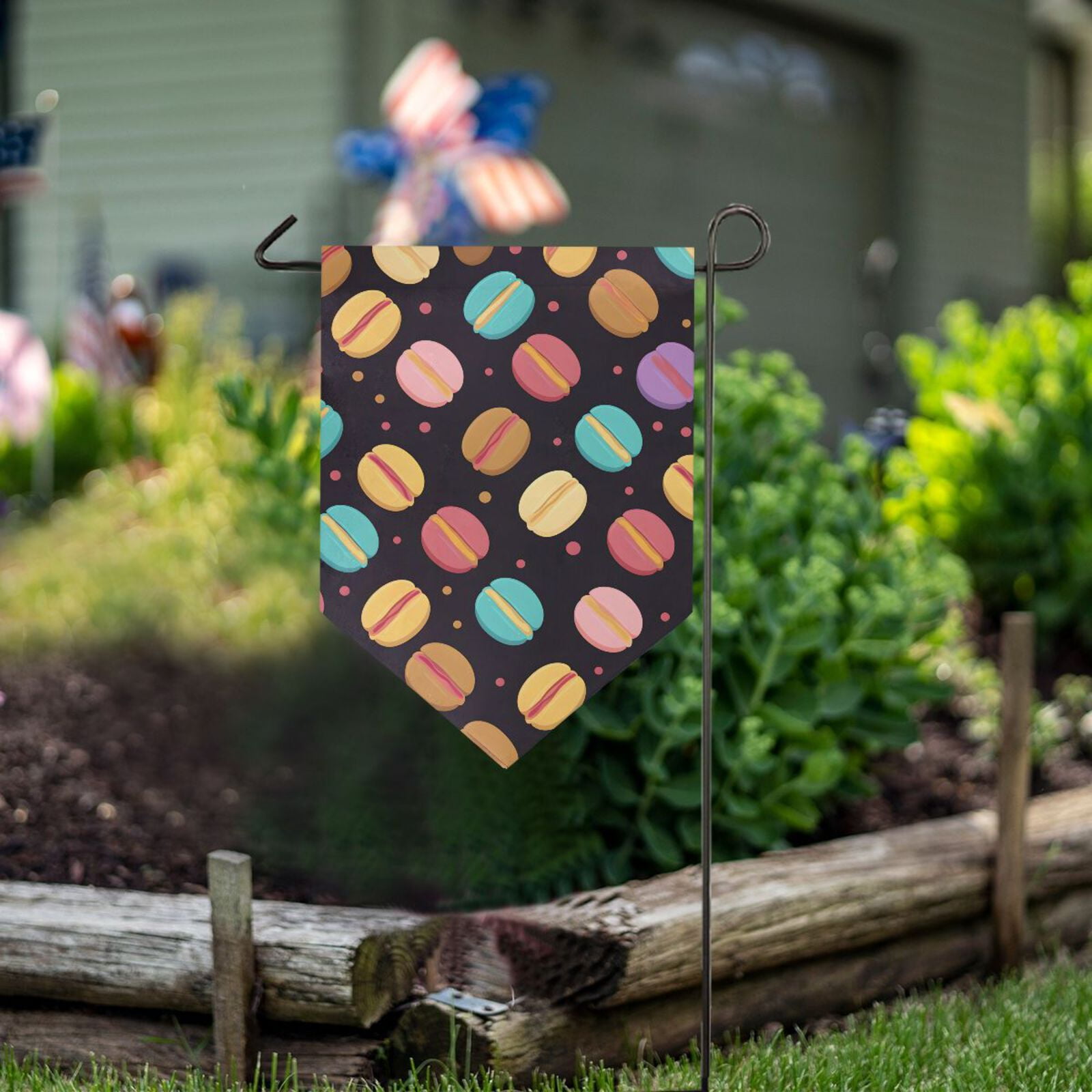 Macarons Black Garden Flag 18" x 12.5" Double Sided Yard Lawn Outdoor ...