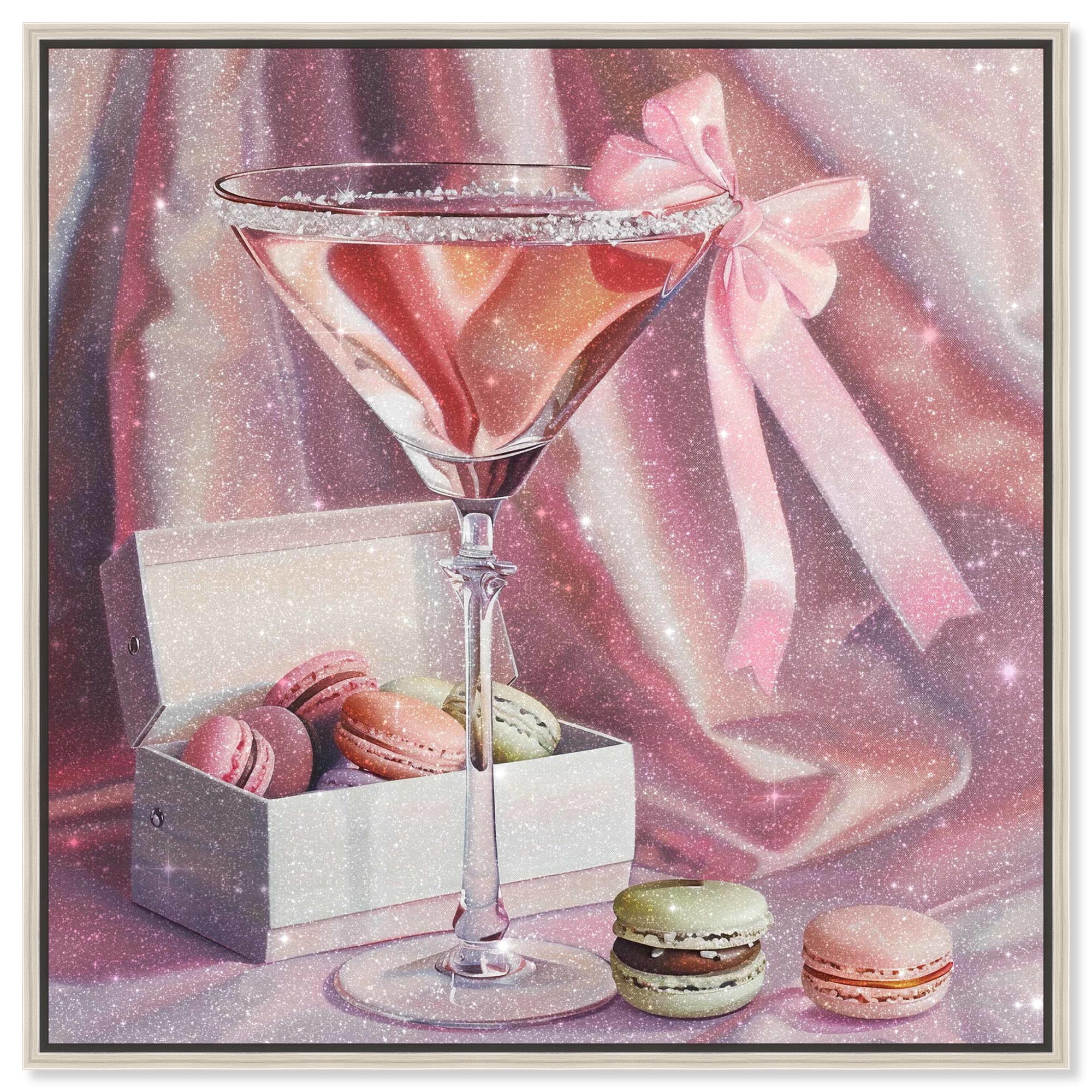 Macarons and Drink Canvas Glam Art by Art Remedy, Silver Frame, 30" x ...