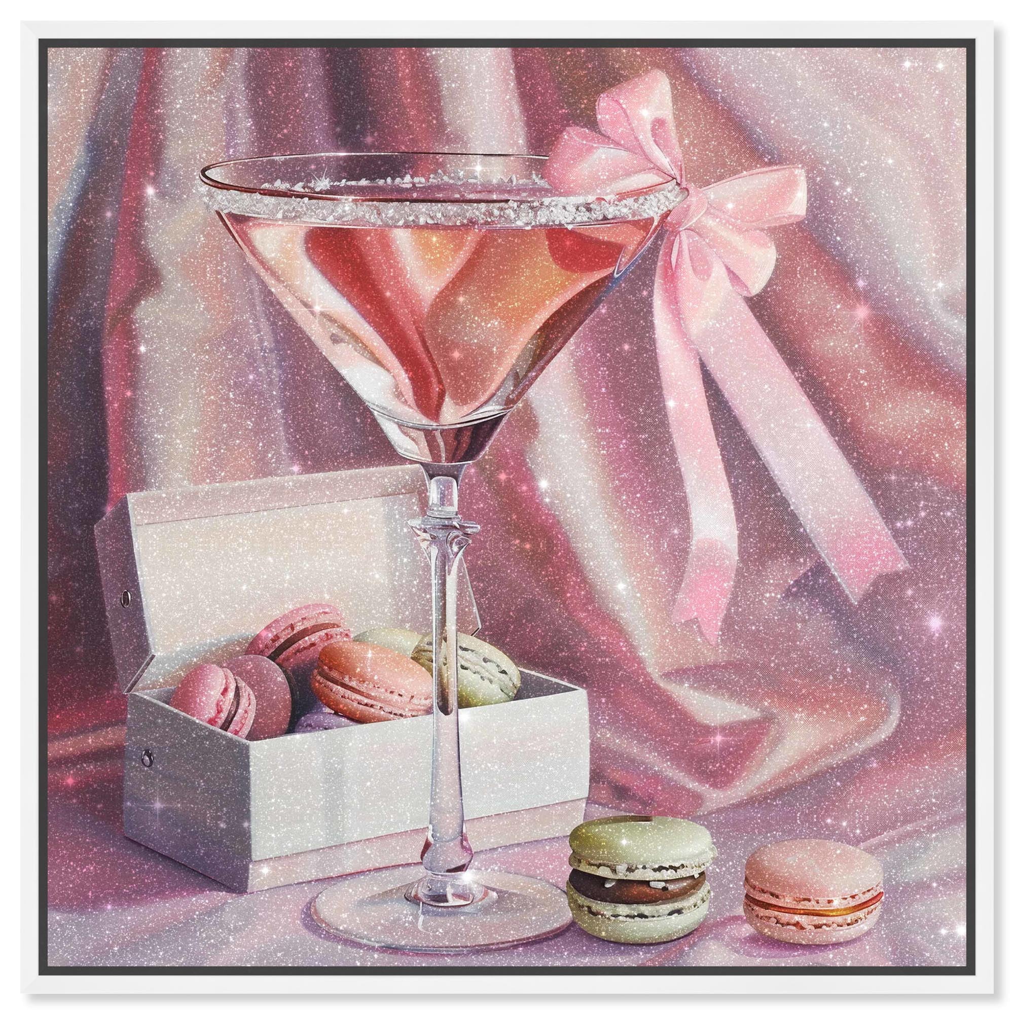 Macarons and Drink Canvas Glam Art by Art Remedy, White Frame, 40" x 40" - Walmart.com