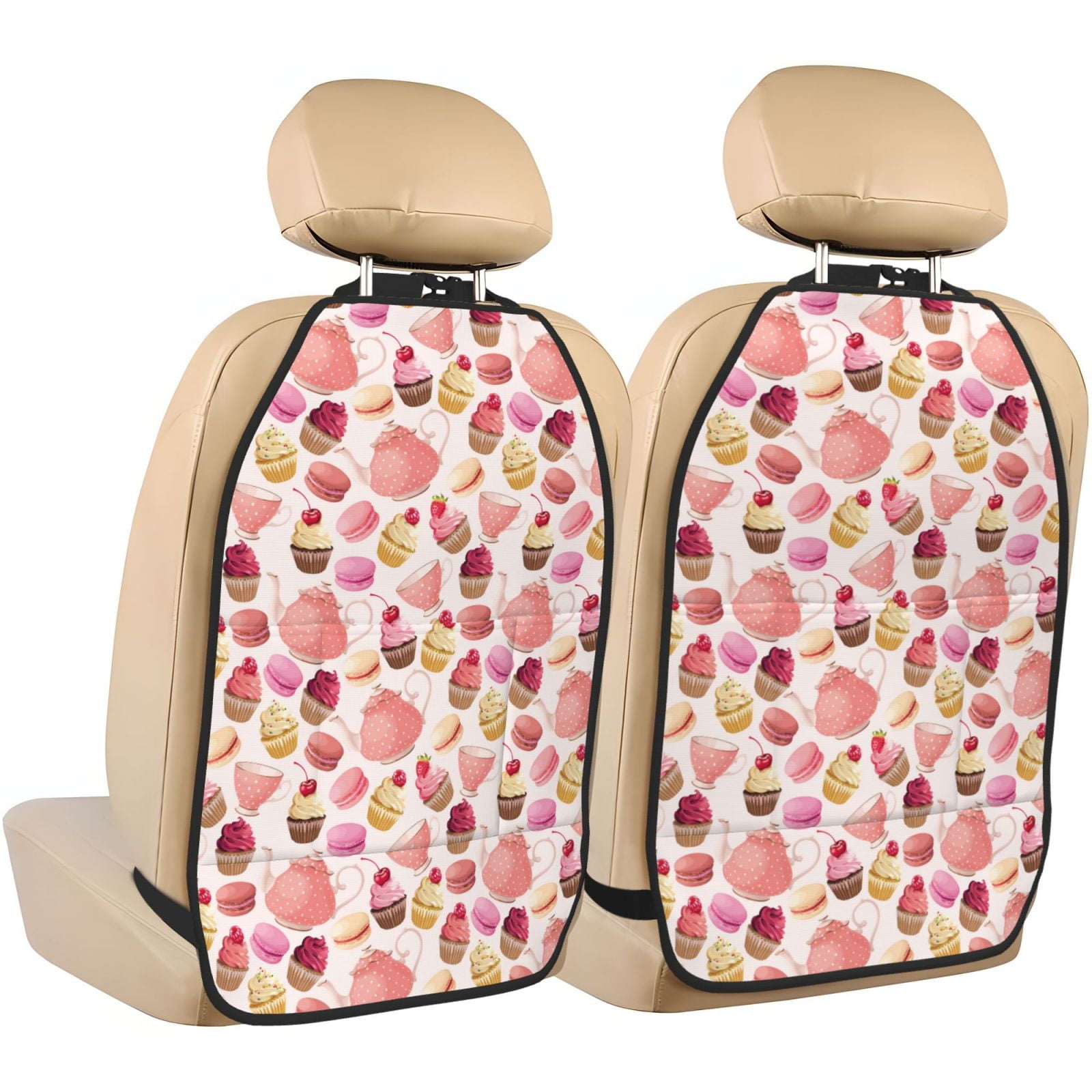Macaroon Cupcake Print Pink BackSeat Car Organiser, Waterproof ...
