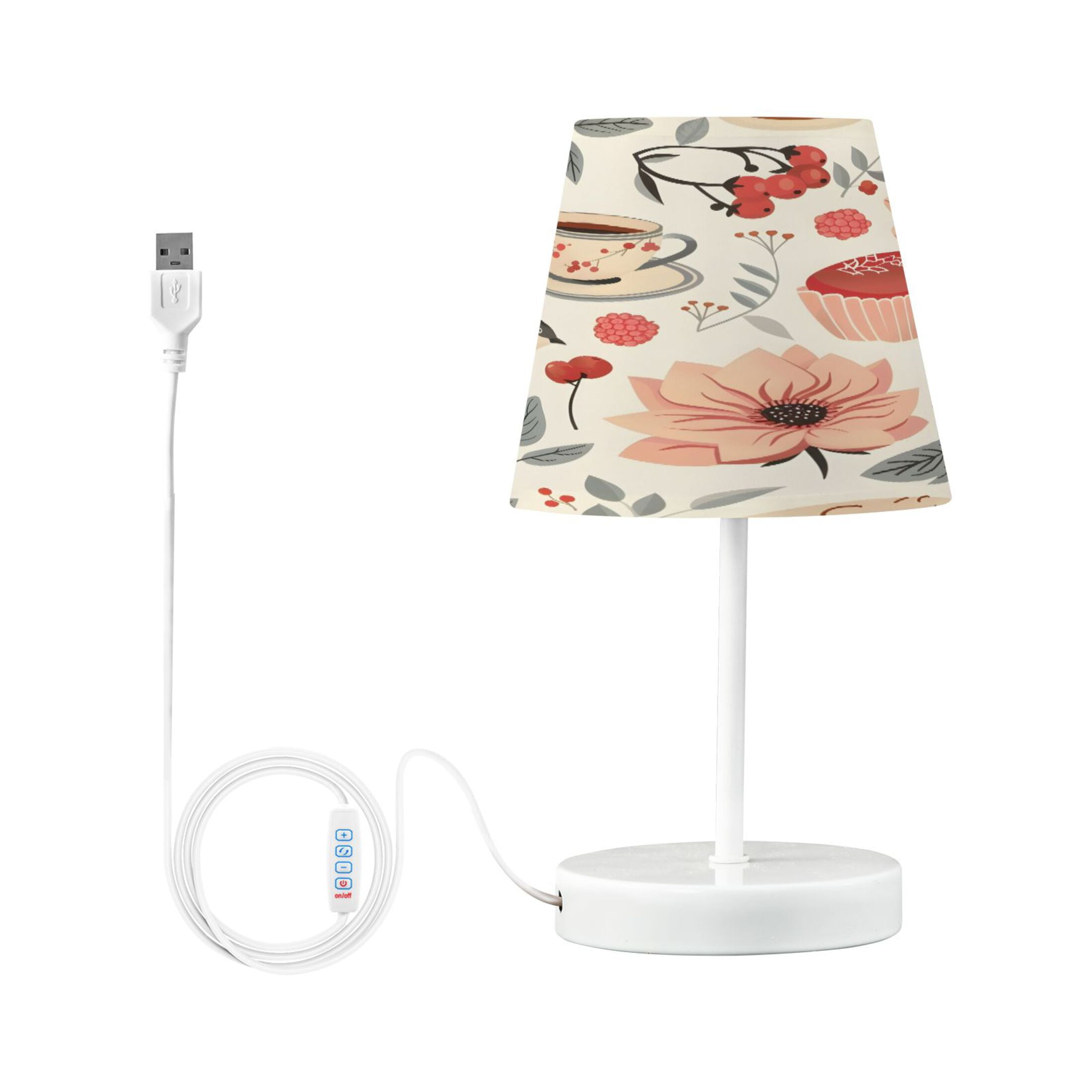 Macaroon Cupcakes Tea Flower Birds Desk Lamp LED Table Nightstand Lamps ...
