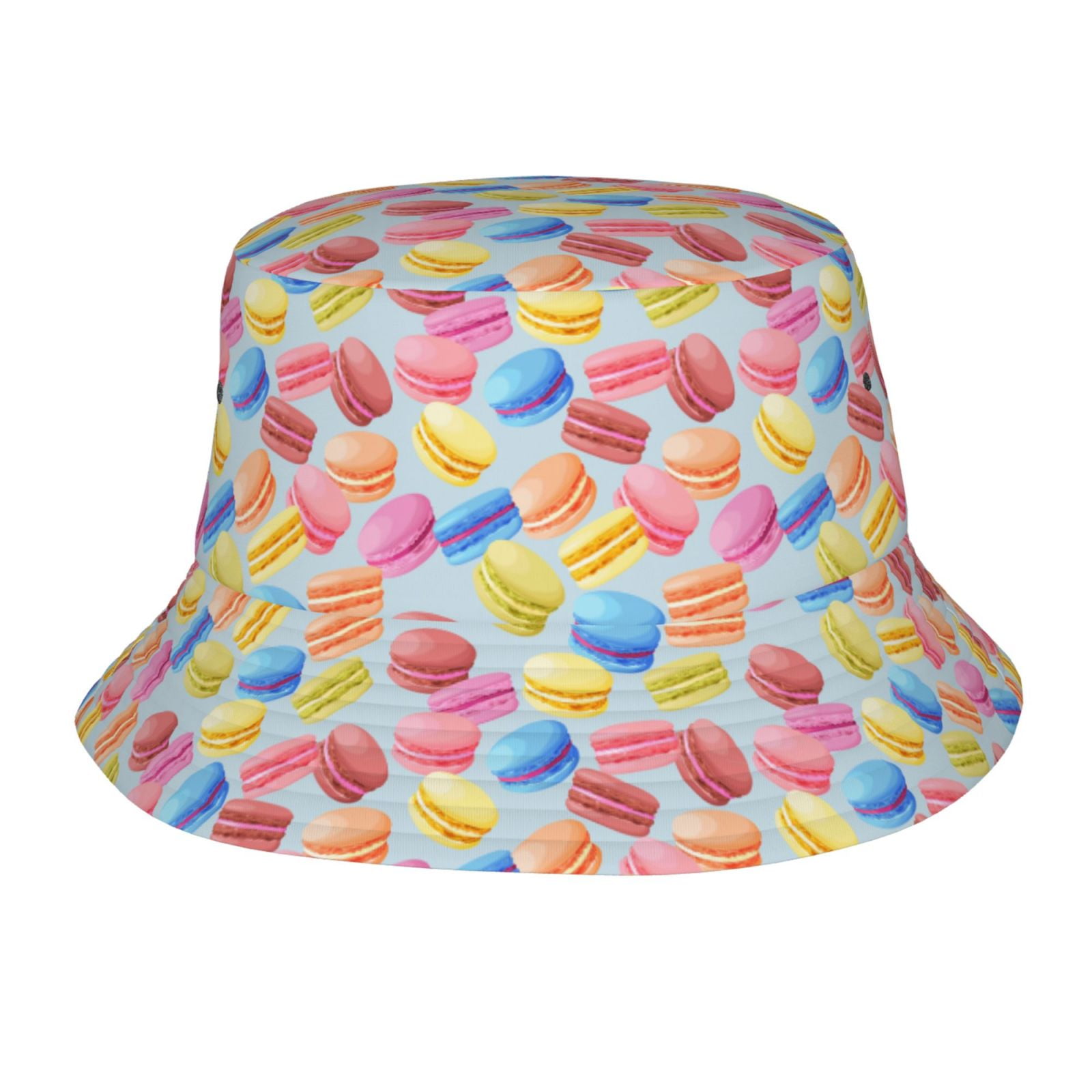 Macaroon Pattern Bucket Hats for Men Women Beach Sun Hat Outdoor Travel ...