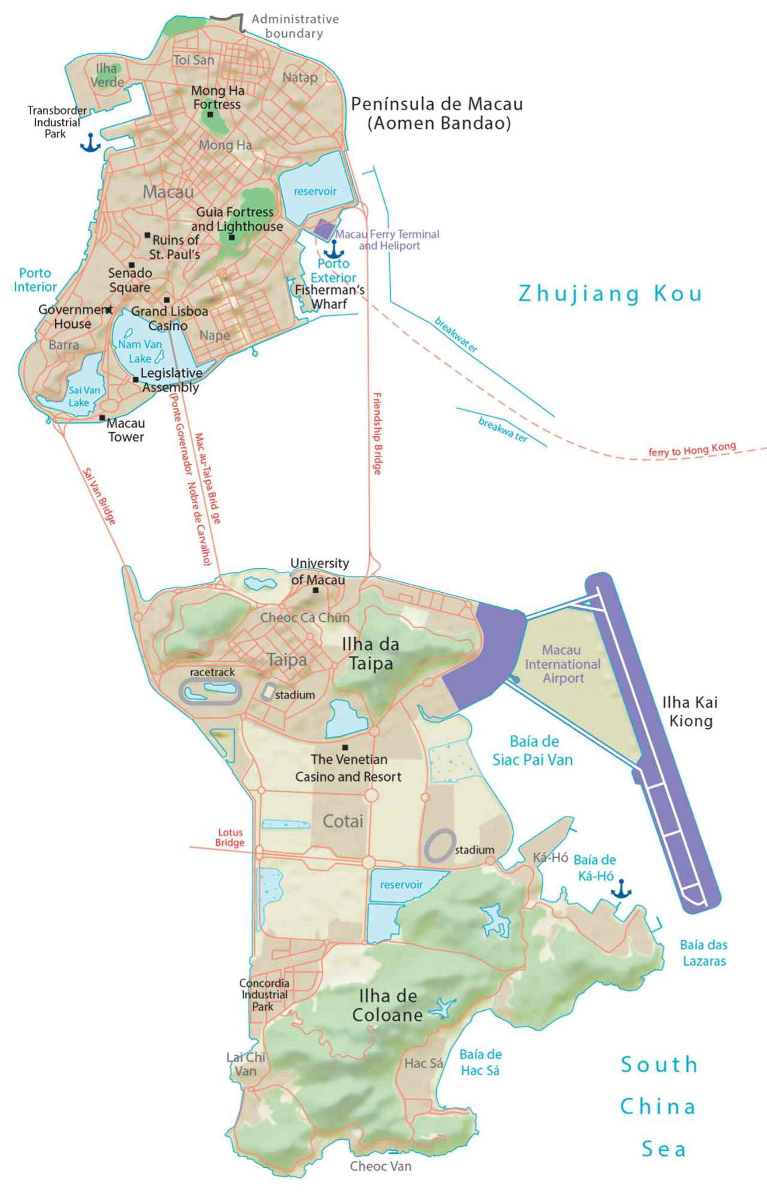 Macau Physical Map GLOSSY POSTER PICTURE PHOTO PRINT BANNER ...