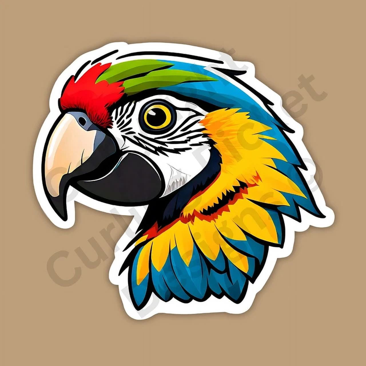 Macaw Head Exotic Parrot Bird Colorful Tropical Sticker Phone Decal ...