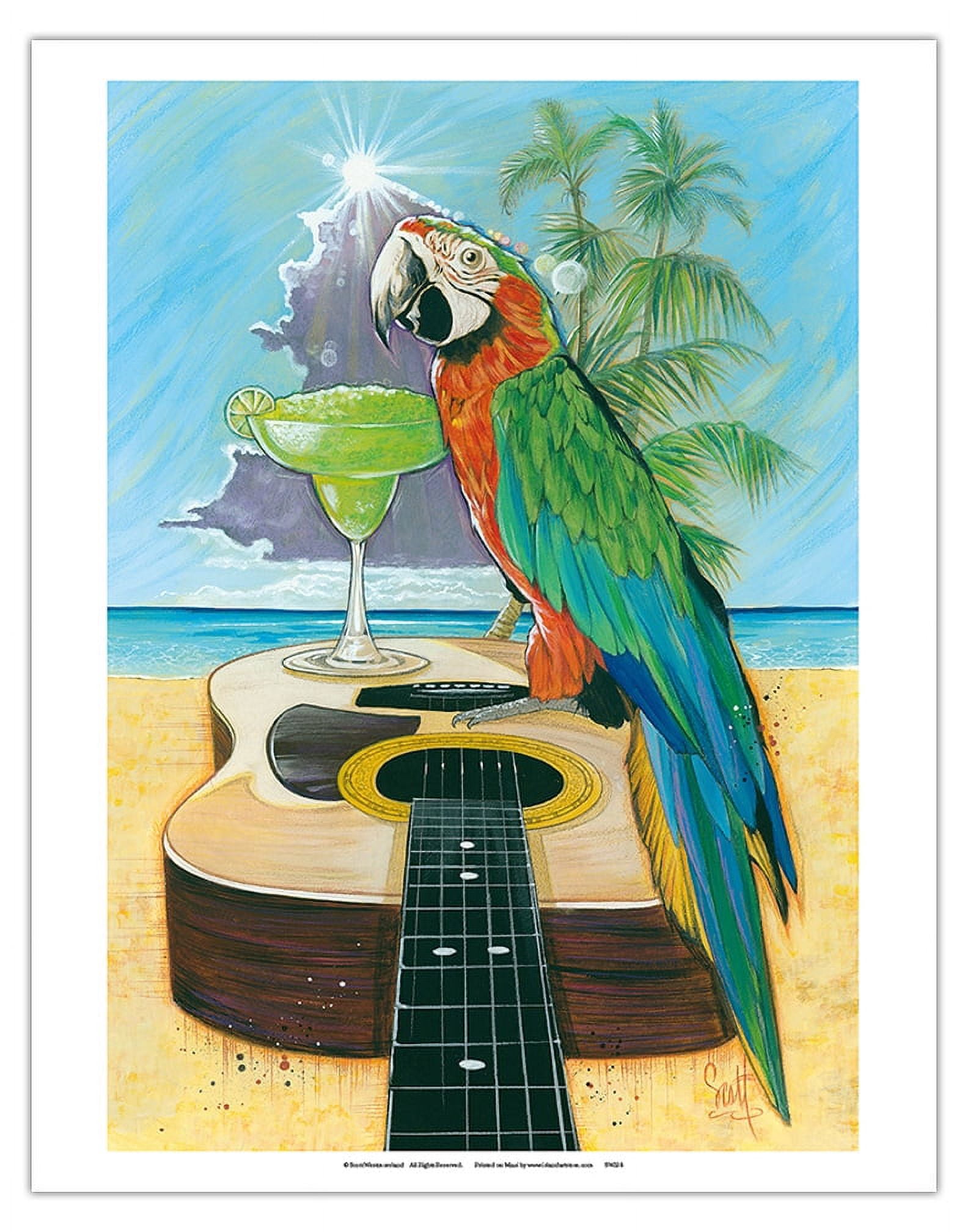 Macaw-garita - Great Green Macaw with Margarita - From an Original ...
