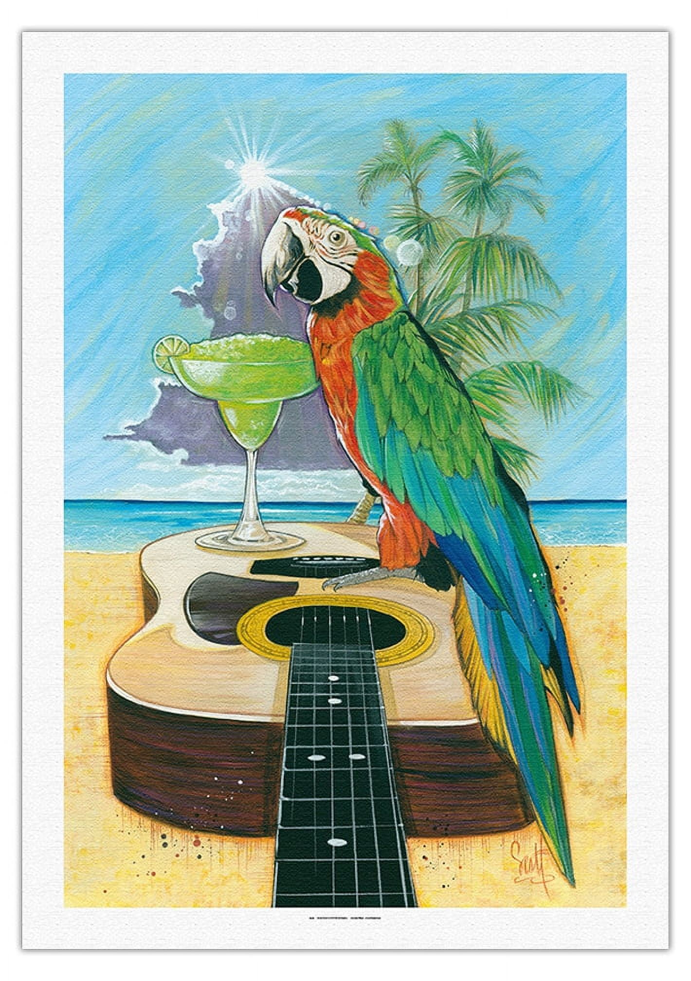 Macaw-garita - Great Green Macaw with Margarita - From an Original ...