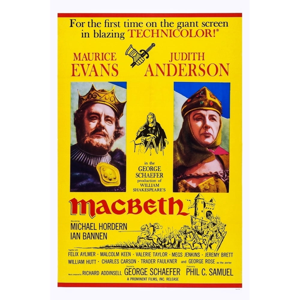 Macbeth Us Poster Art From Left: Maurice Evans Judith Anderson 1960 ...