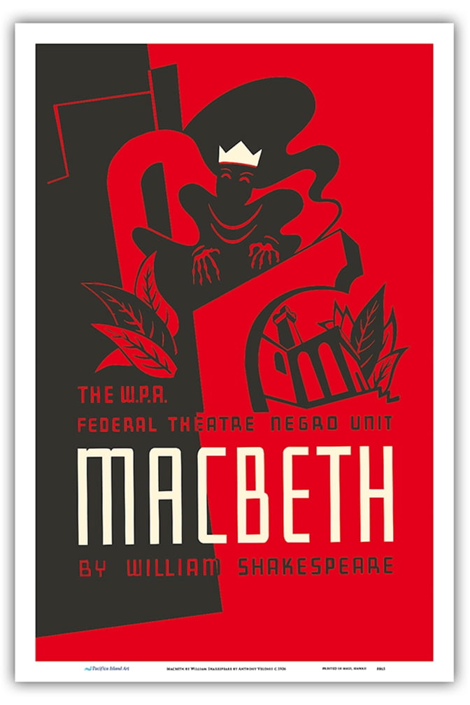 Macbeth by William Shakespeare - The W.P.A. Federal Theatre Negro Unit - Vintage Theater Poster ...