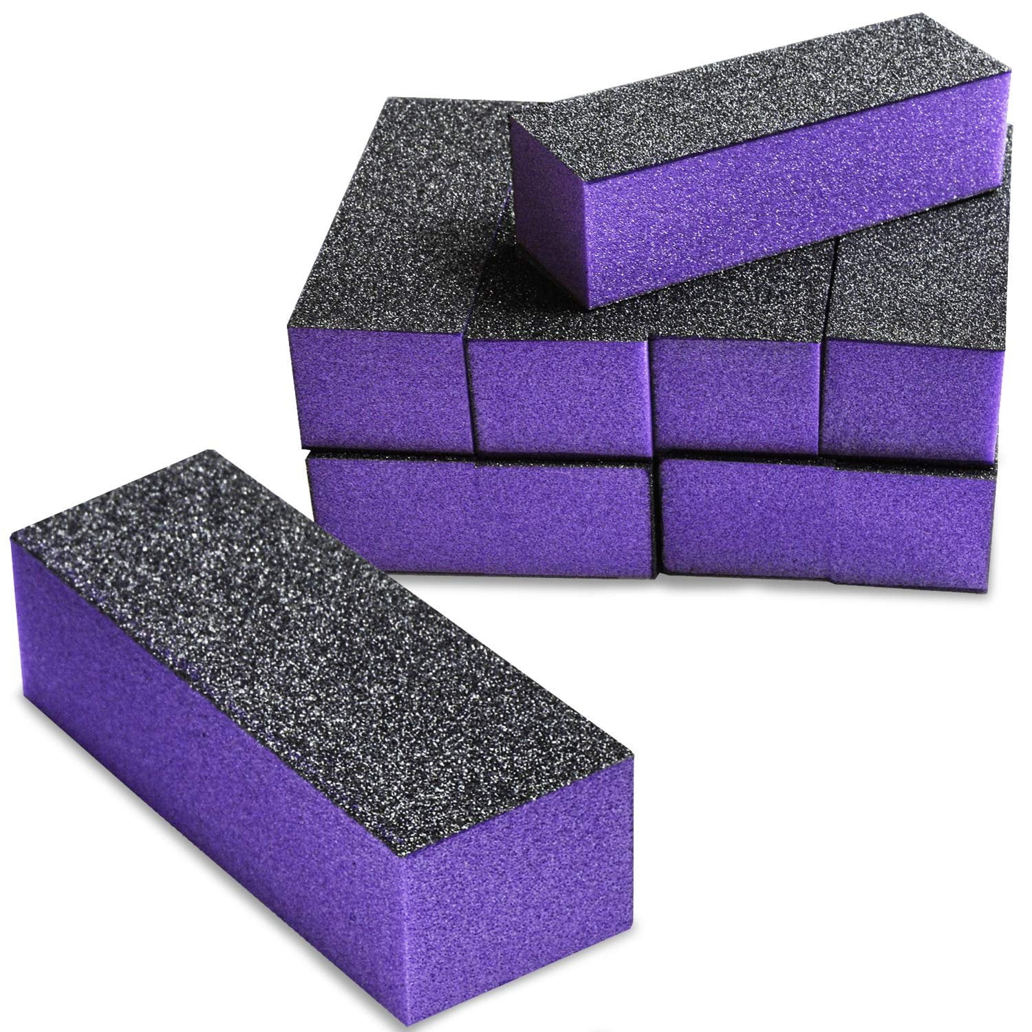 Maccibelle Durable Nail Buffer Sanding Block 60/100 Grit Purple Black for Buffing File Acrylic ...