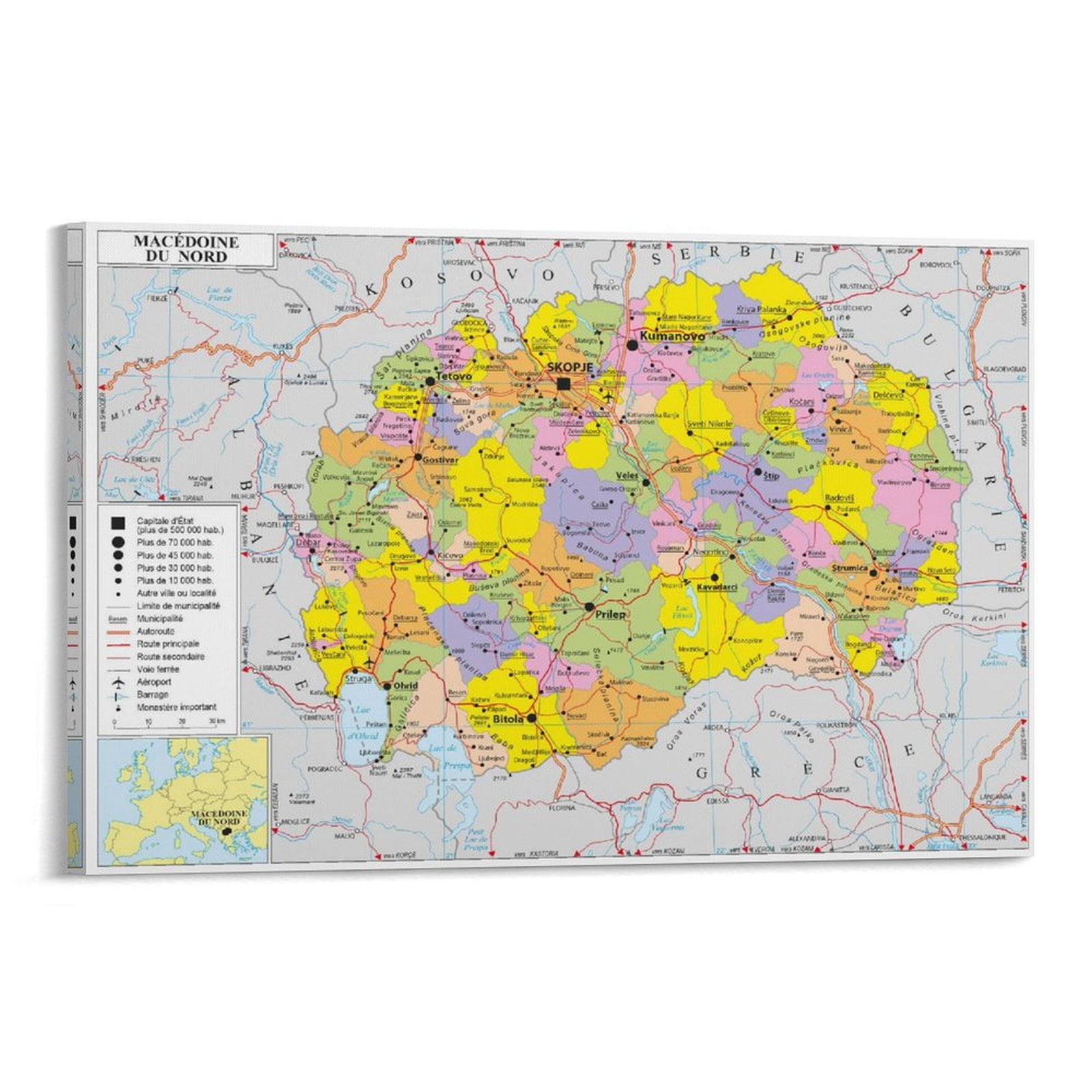 Mace-donia Map Posters Picture Print Wall Art Poster Painting Canvas ...