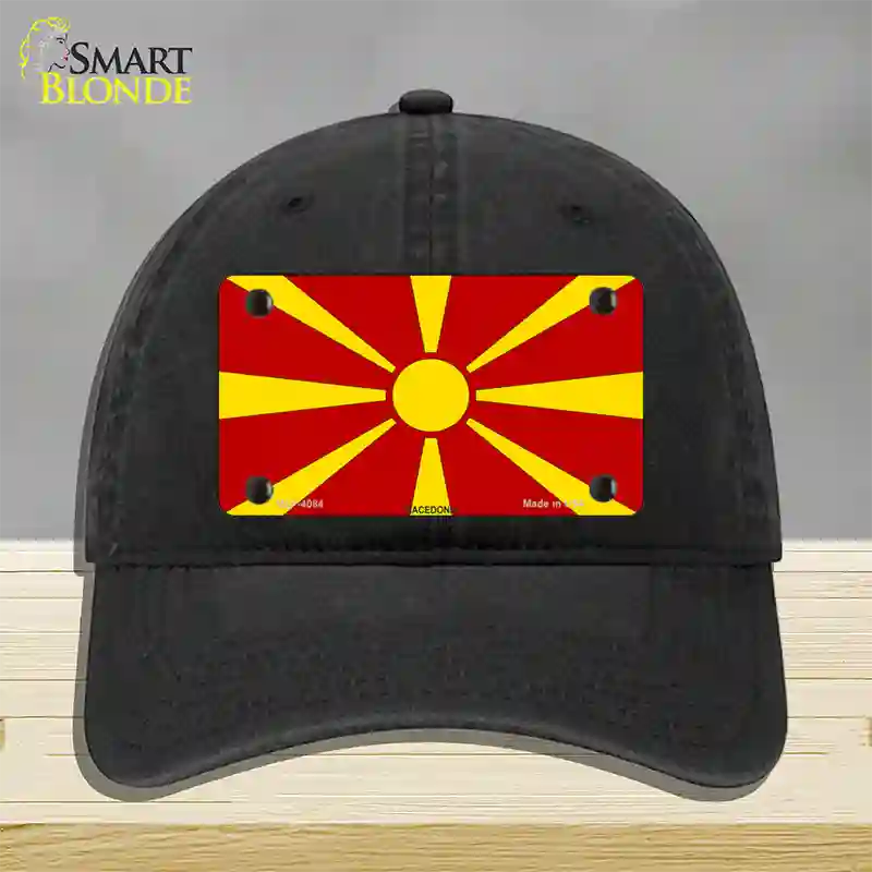 Macedonia Flag Novelty License Plate Hat Unconstructed Cotton Black ...