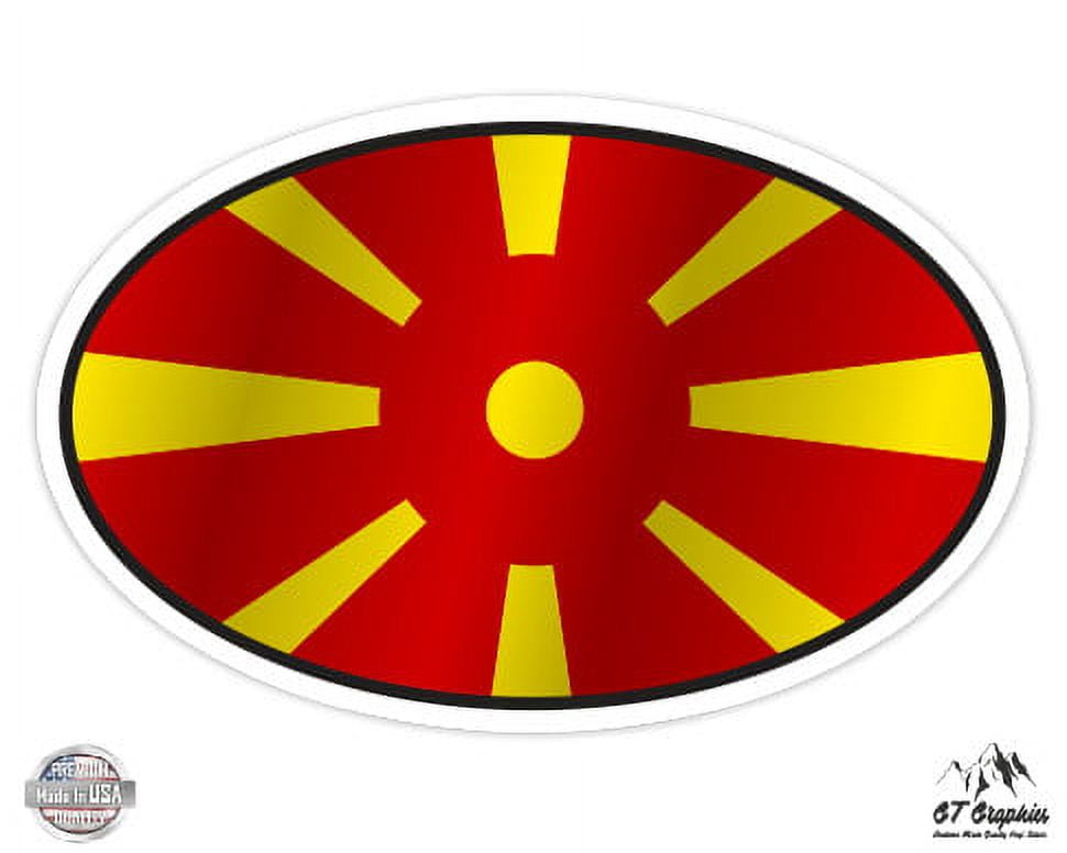 Macedonia Flag Oval - 12" Vinyl Sticker Waterproof Decal - Walmart.com