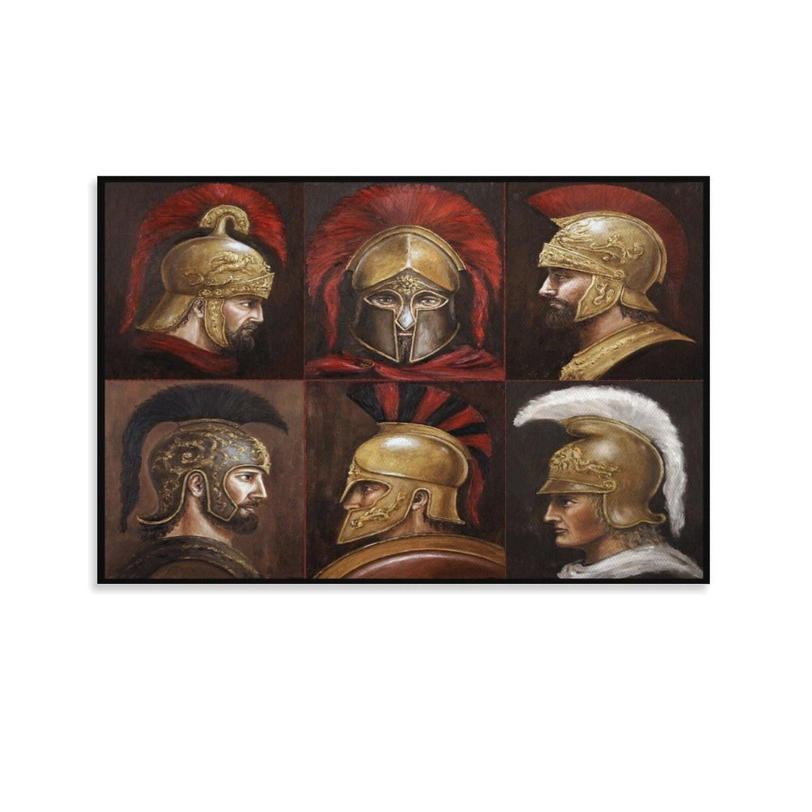 Macedonian Hoplite Helmet Oil Painting Art Vintage Poster Home Canvas ...