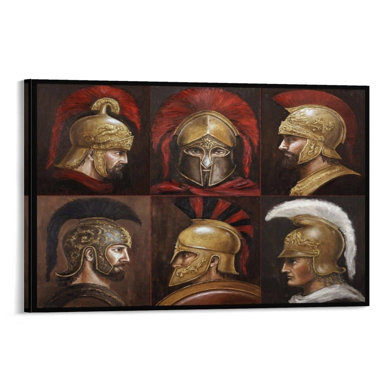 Macedonian Hoplite Helmet Oil Painting Art Vintage Poster Home Canvas ...