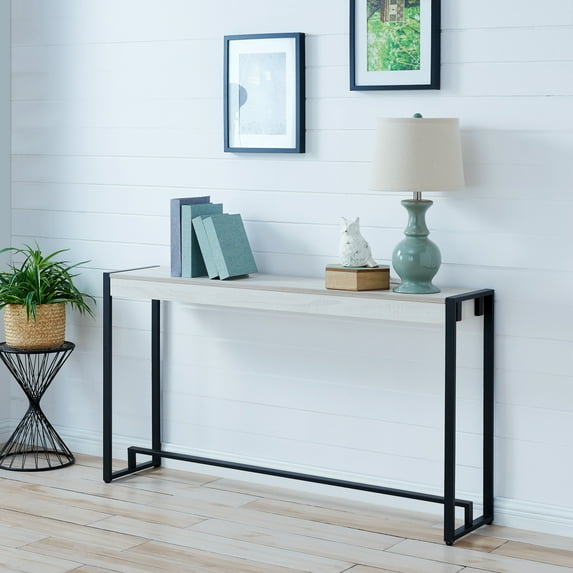 Macen Console Table Black with Distressed White Finish Rustic Farmhouse ...